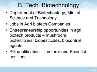 Opportunities for students in agriculture and allied courses | PPTX