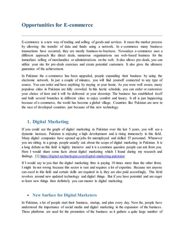 Opportunities of e- commerce | PDF