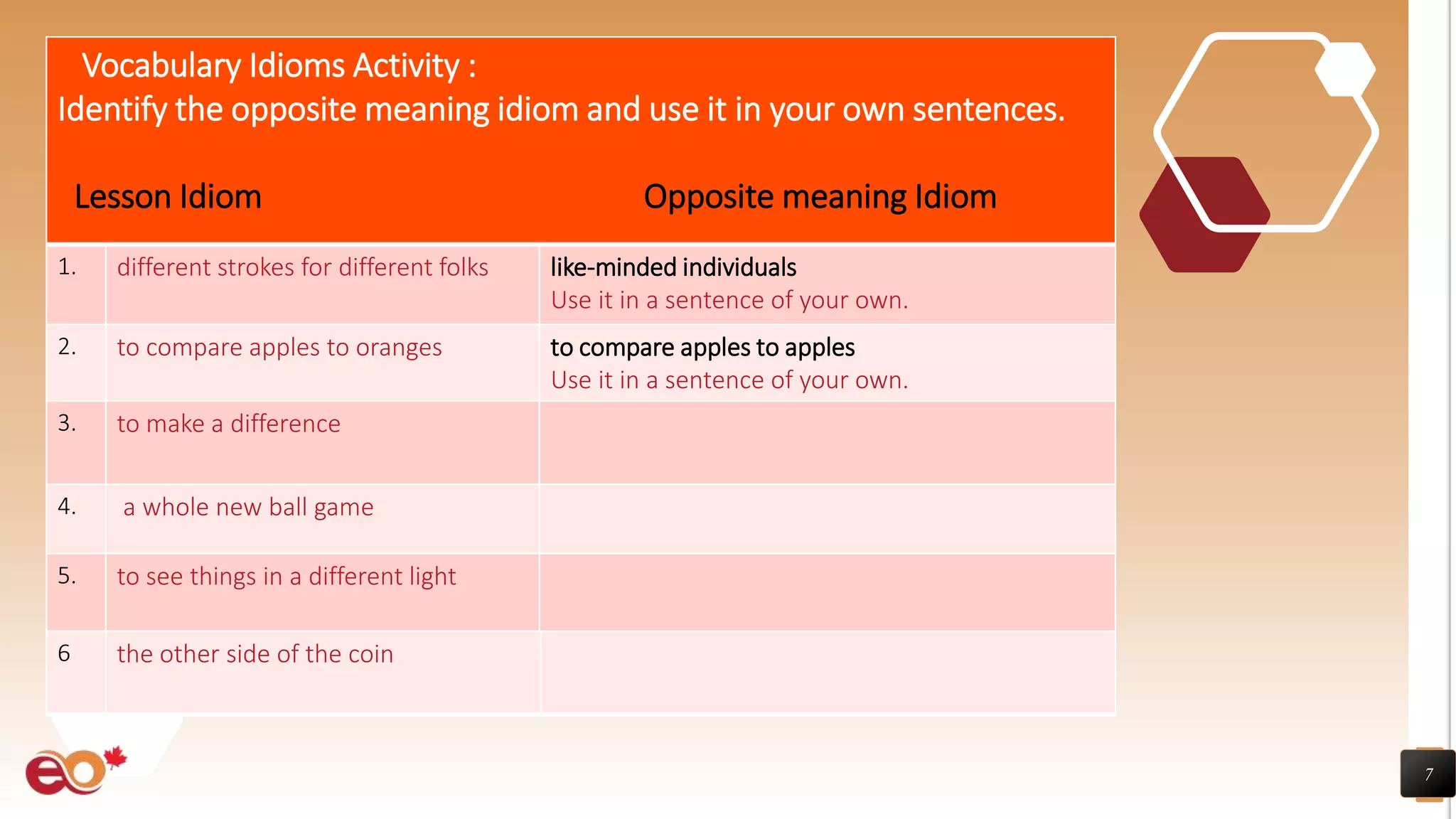 Opposites - based on "Difference Idioms" | PPTX