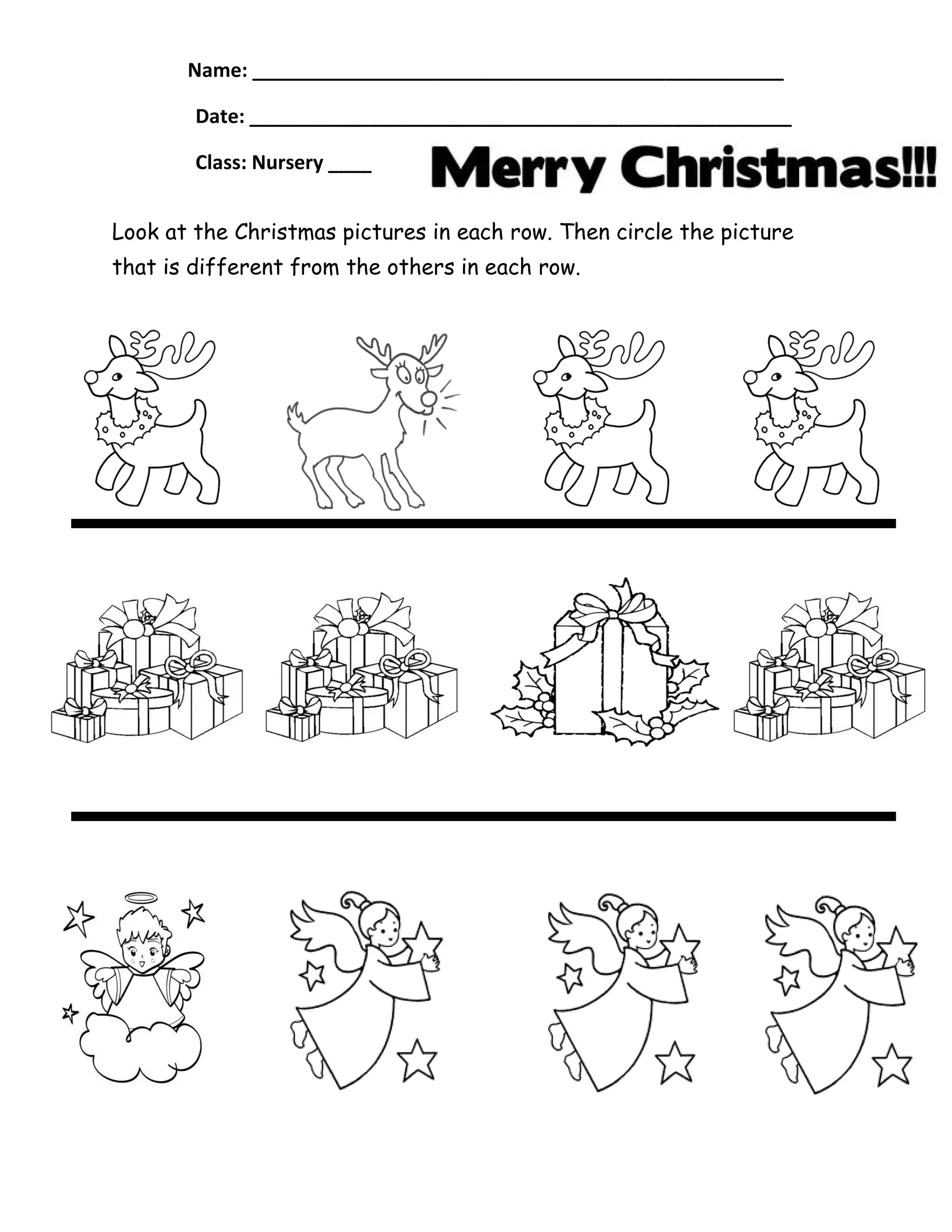 same/different Christmas Worksheets | PDF