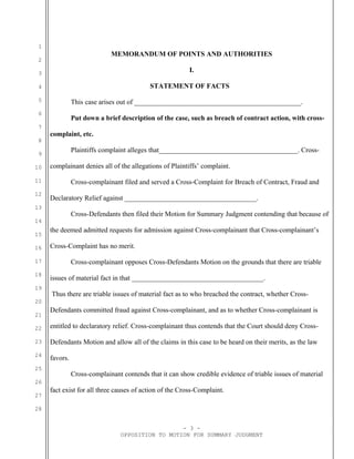 Opposition to a California summary judgment motion | DOC