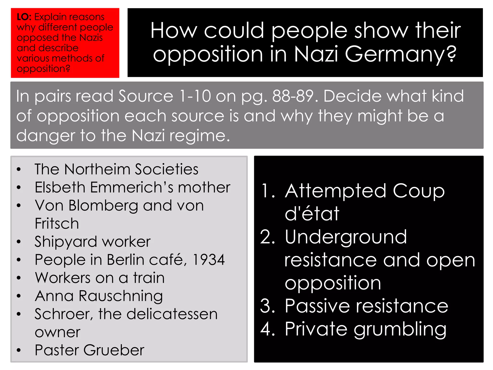 Opposition to Hilter and the Nazi Party | PPT