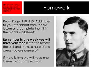 Opposition to Hilter and the Nazi Party | PPT