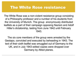 Opposition To Nazism - The Youth | PPT