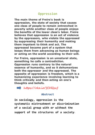 Oppression | DOCX | Debated Sensitive Social Issues | Sensitive Topics