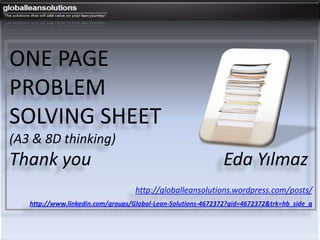 One Page Problem Solving Sheet | PPTX