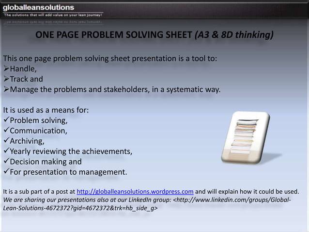 One Page Problem Solving Sheet | PPTX