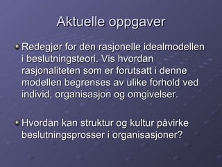 Oppsummering Organisasjonspsykologi | PPT