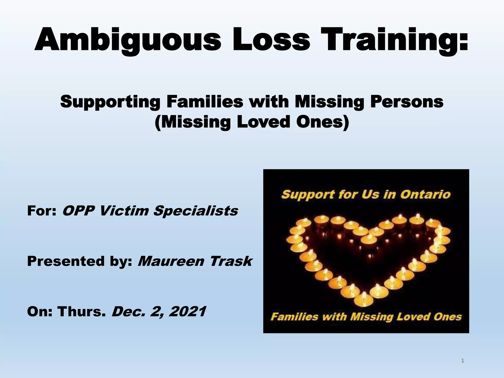 Ambiguous Loss Training Dec 2 2021 | PPT