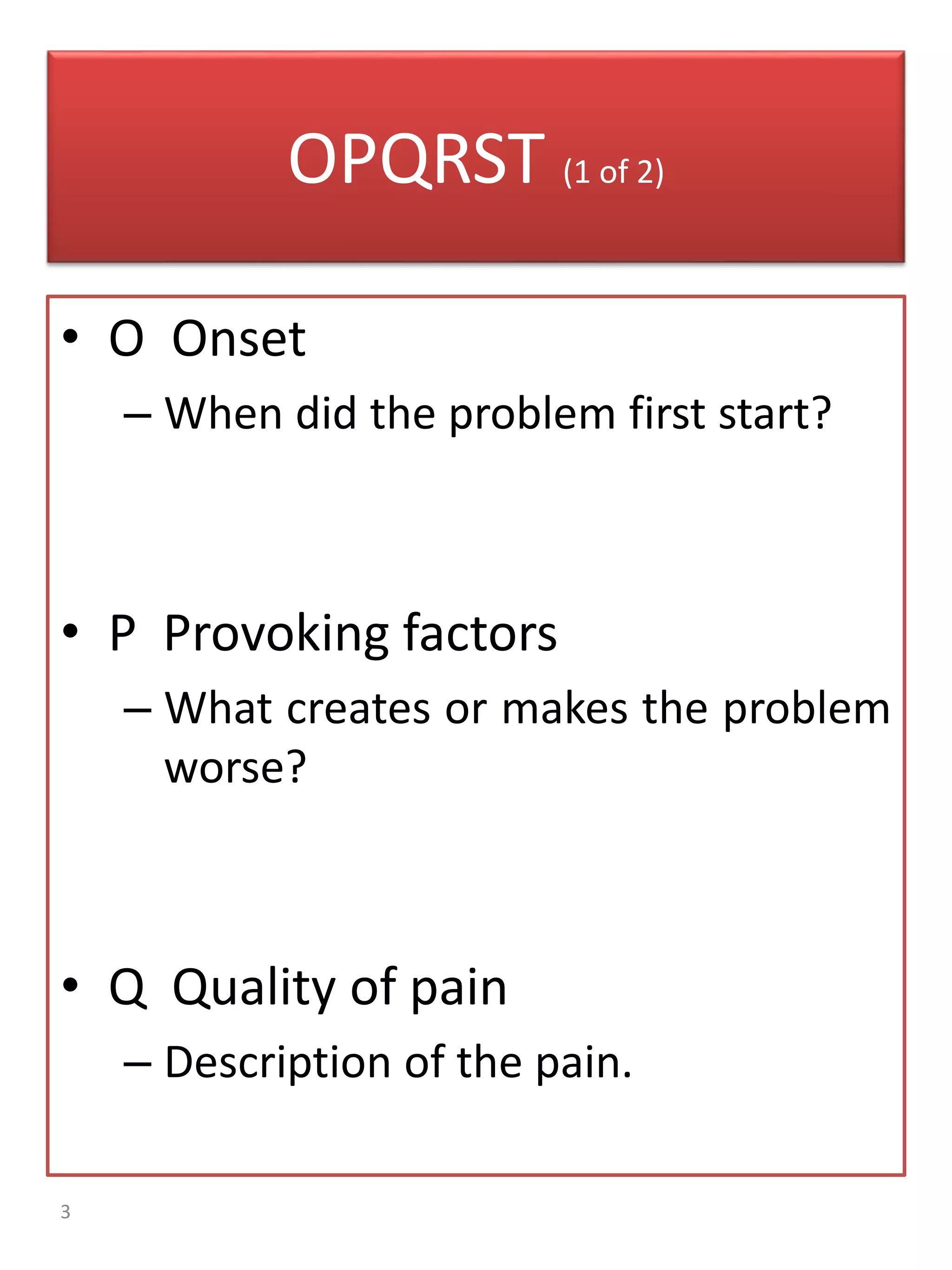 El OPQRST del dolor | PPTX