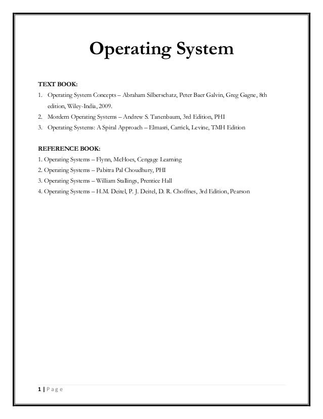 Operating System Lecture Notes