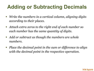 Oprations Of Decimal Numbers | PPTX