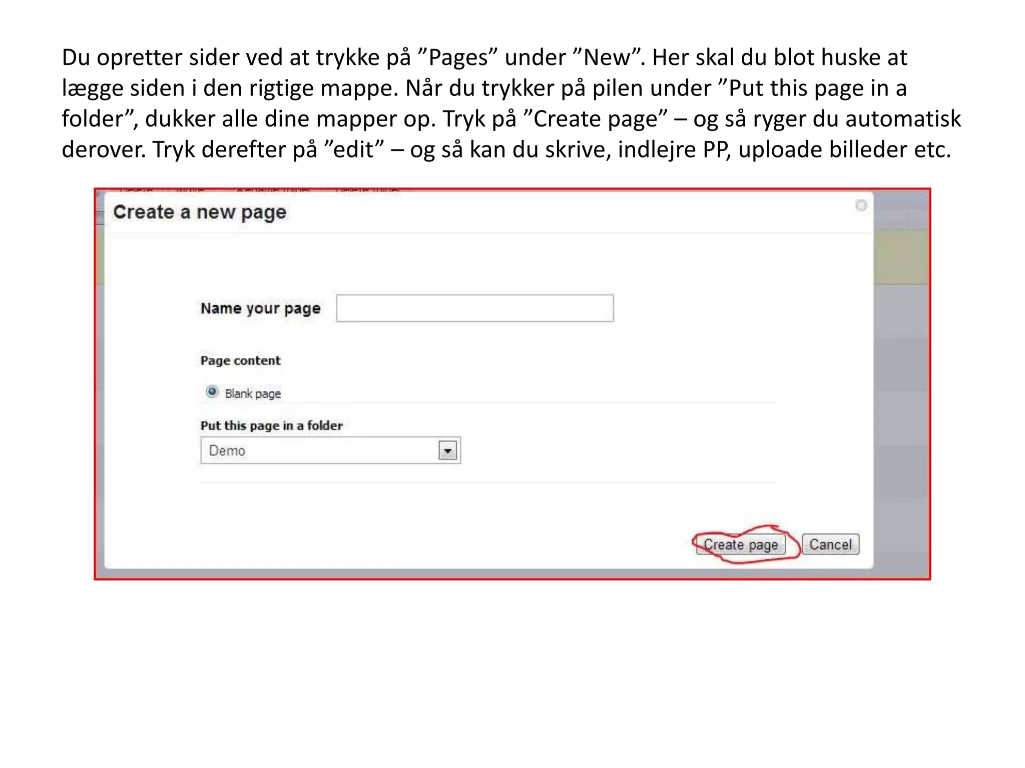 Oprettelse af sider og mapper i en wiki | PPTX