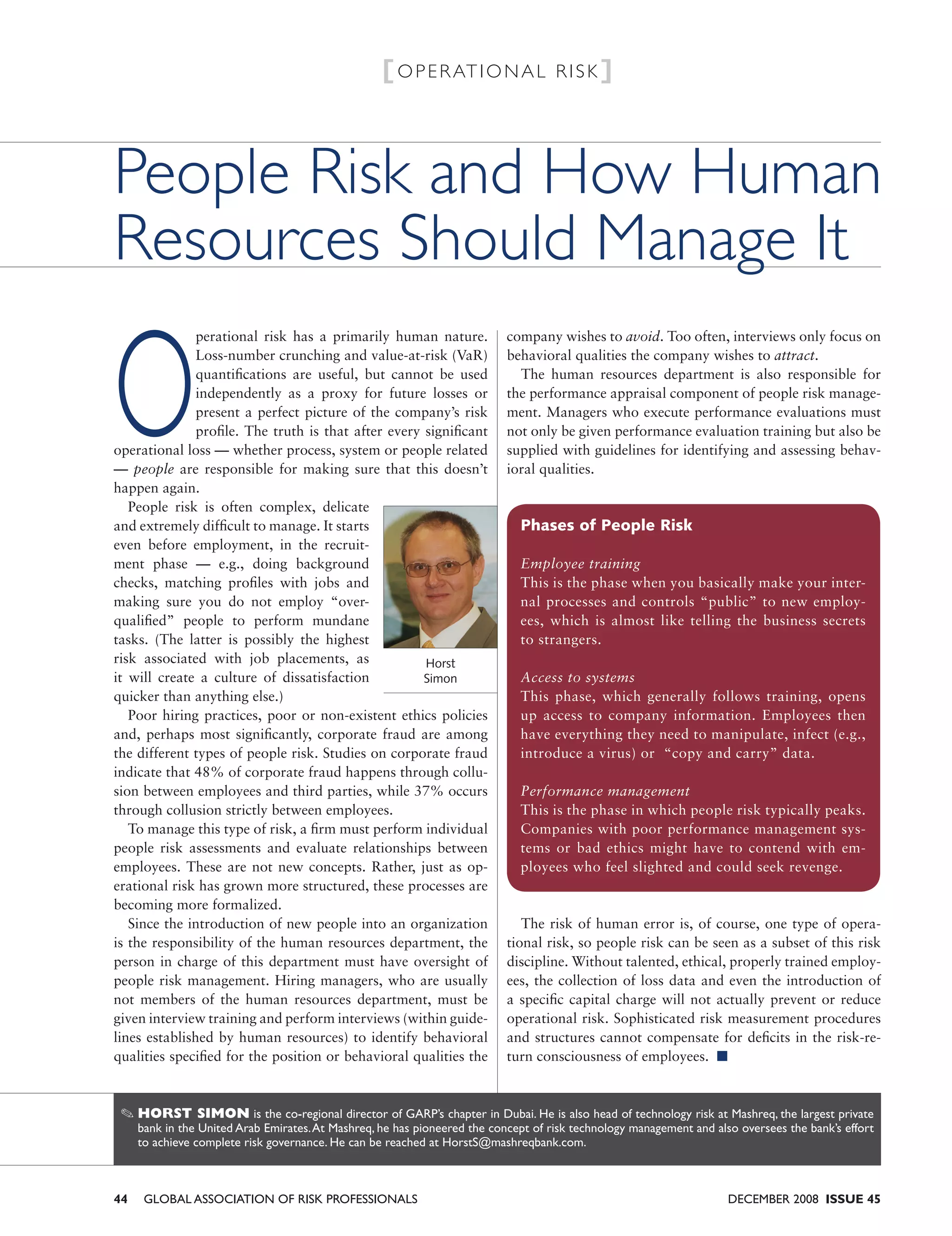 People Risk and how HR should manage it. | PDF