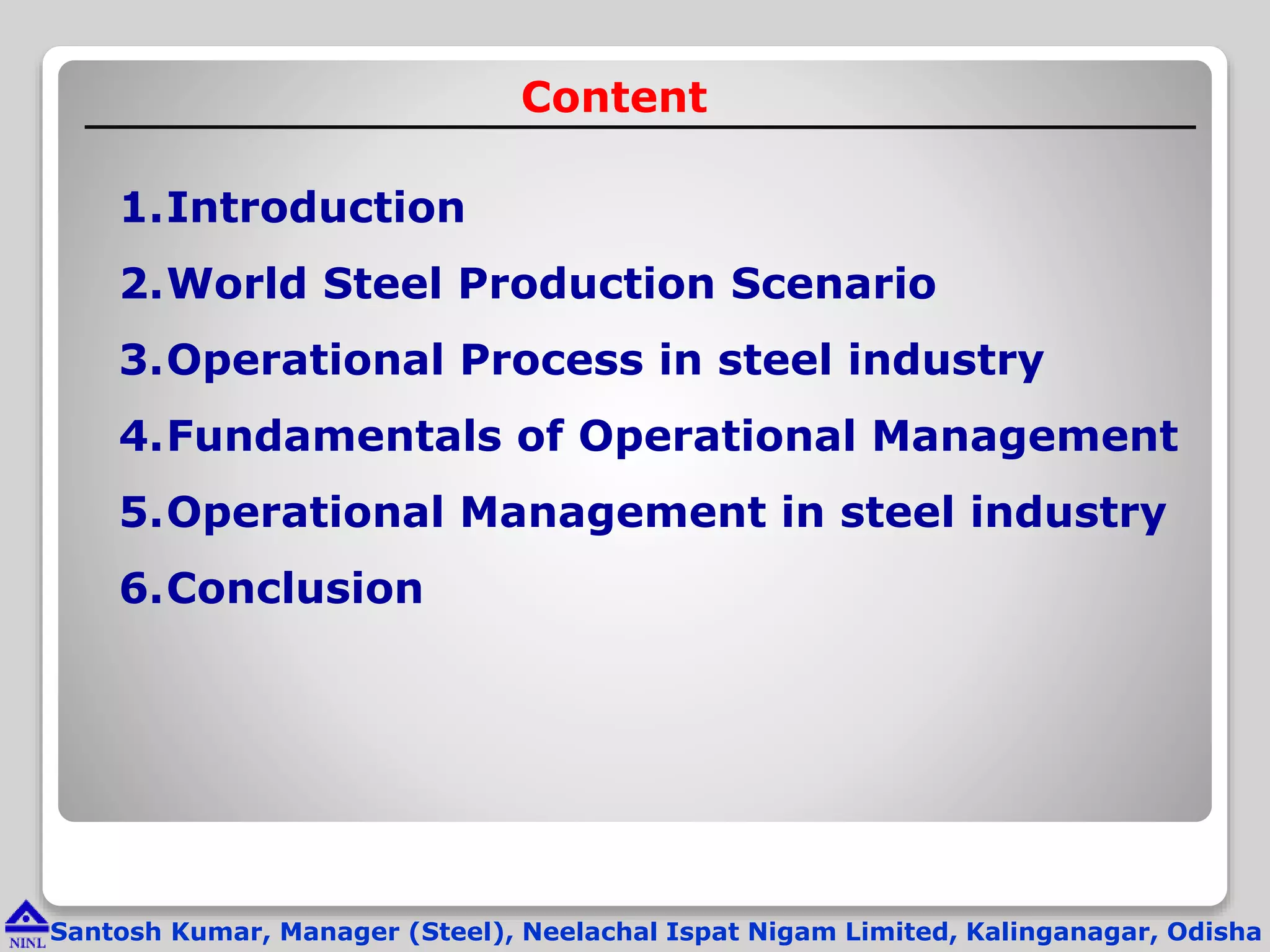 Operational Management in steel plant | PPTX