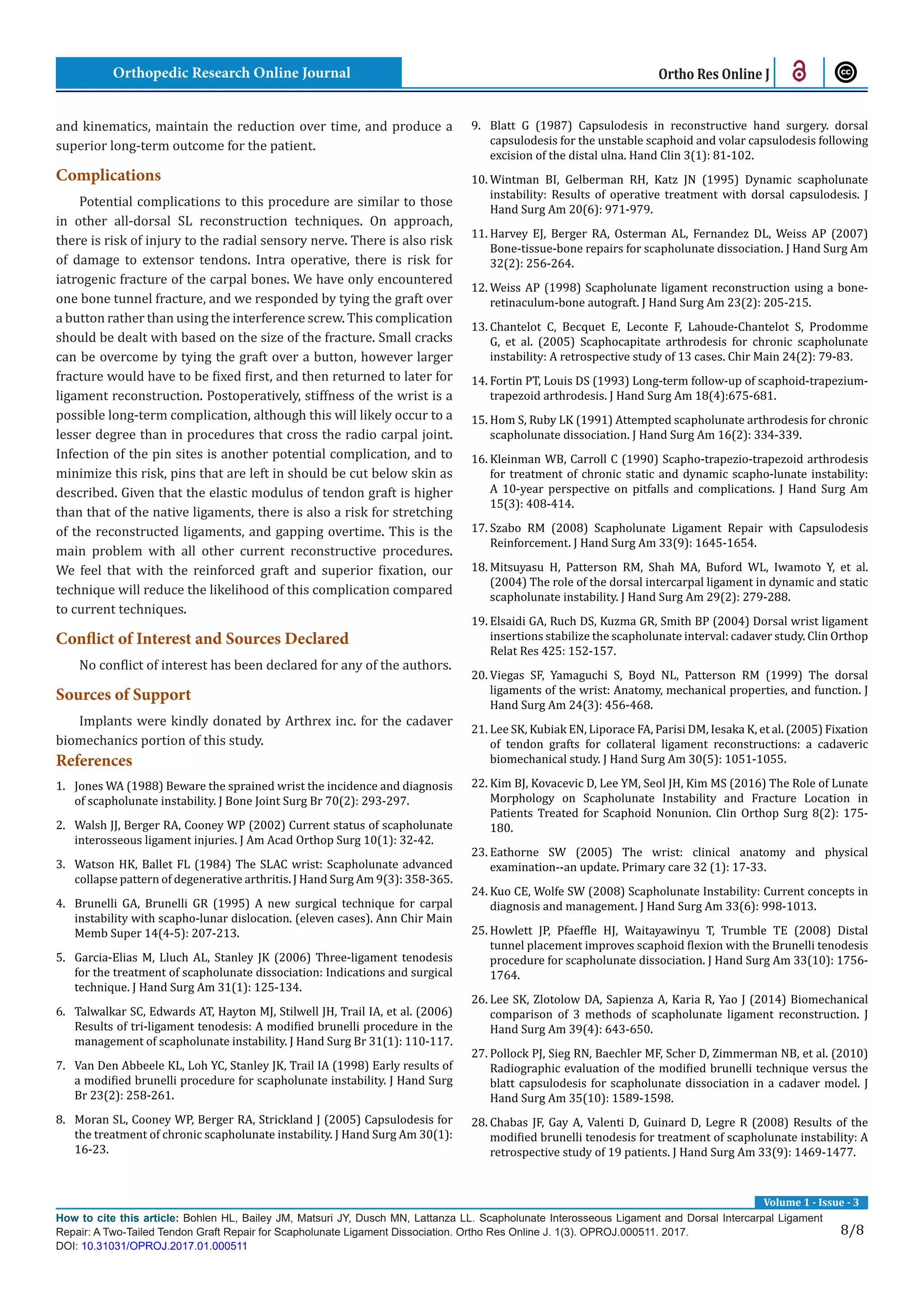 Crimson Publishers-Scapholunate Interosseous Ligament and Dorsal ...