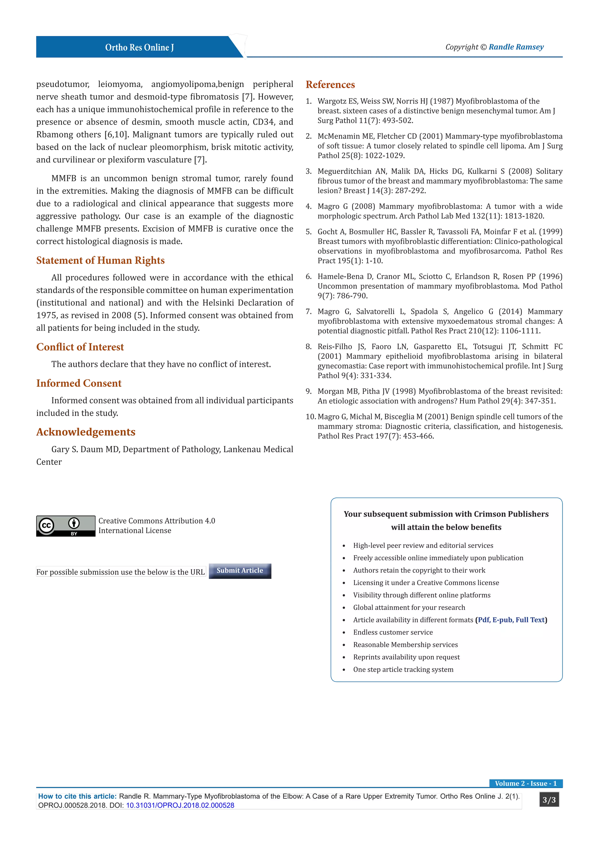 Mammary-Type Myofibroblastoma of the Elbow: A Case of a Rare Upper ...