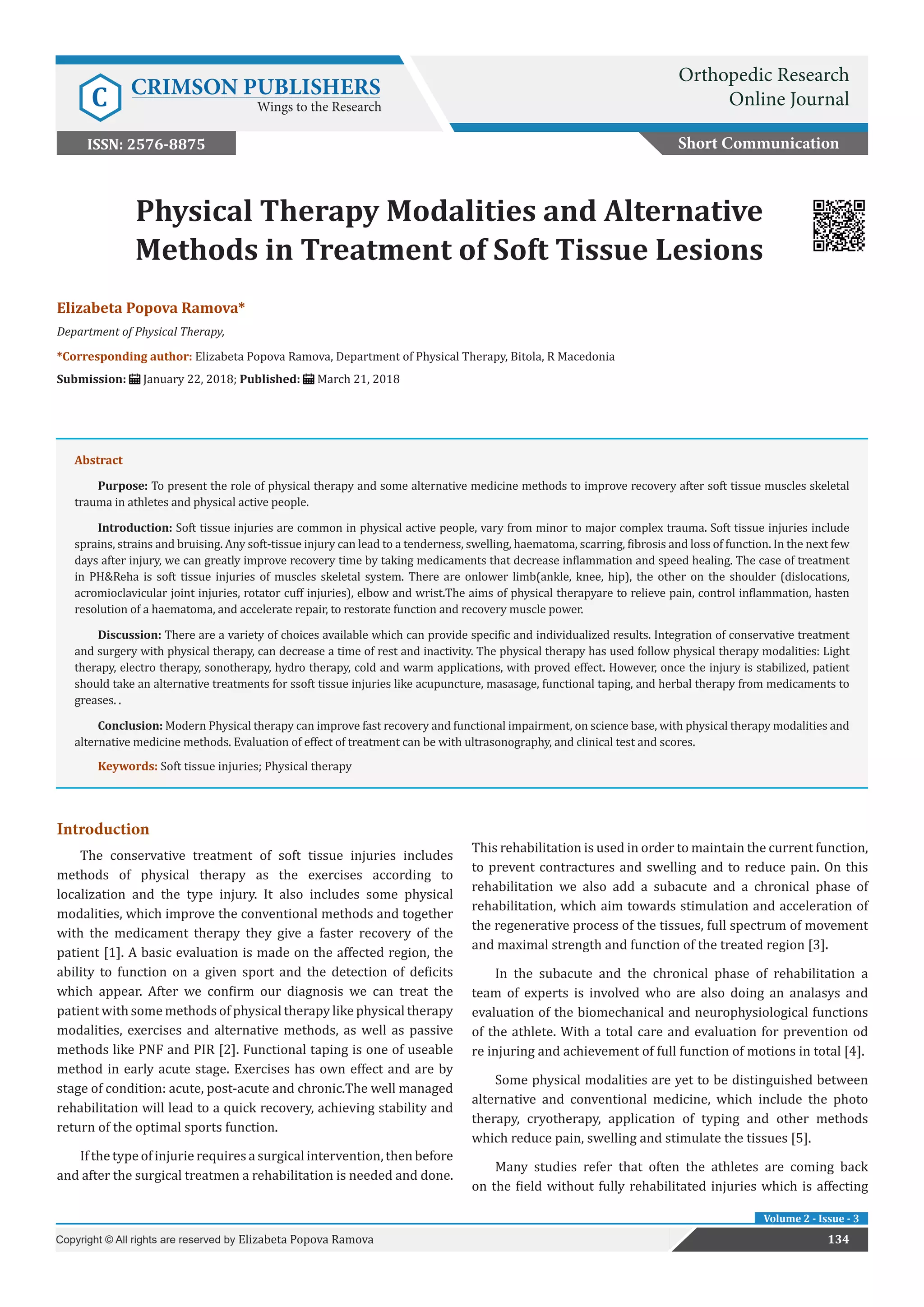 Physical Therapy Modalities and Alternative Methods in Treatment of ...