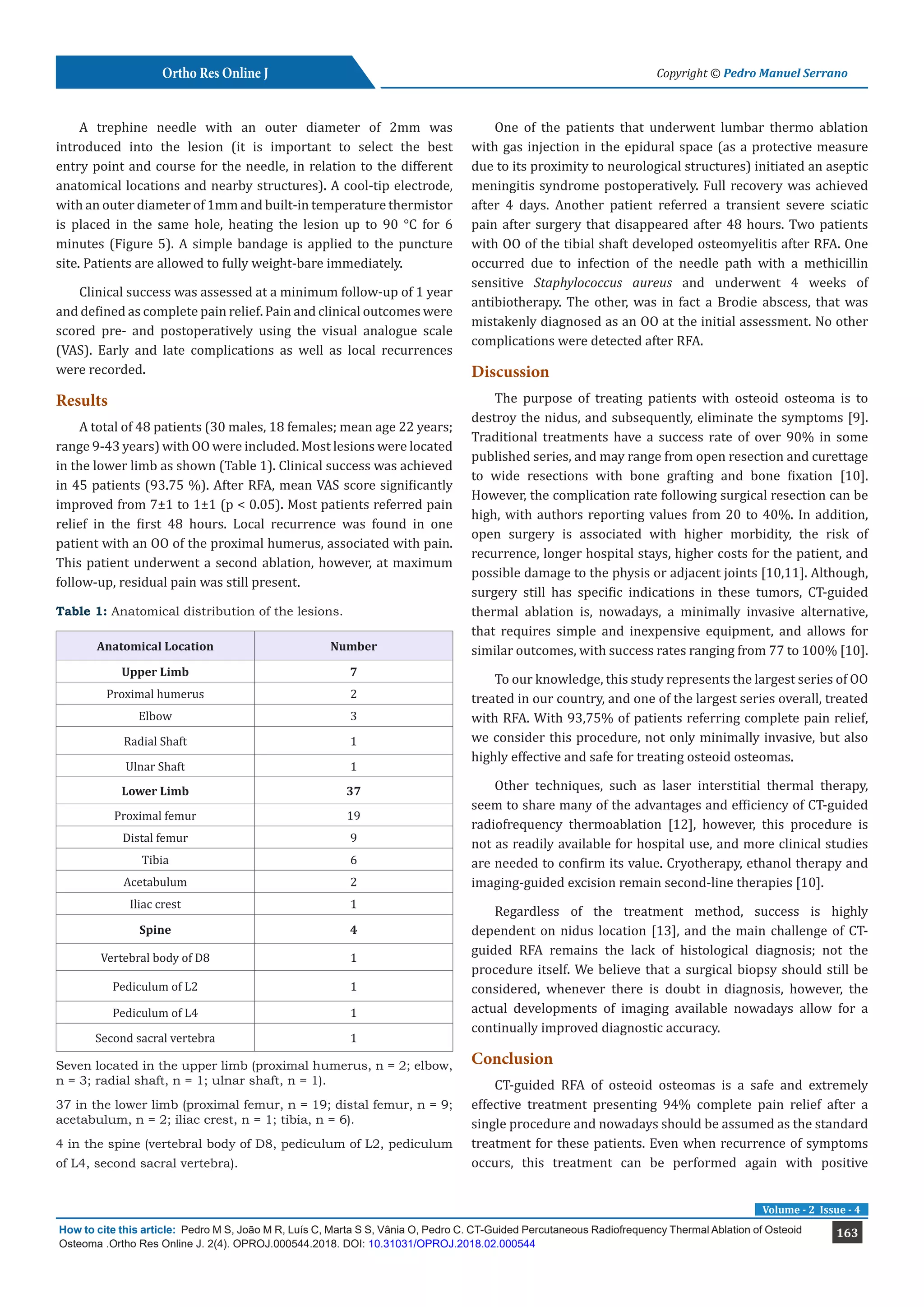 CT-Guided Percutaneous Radiofrequency Thermal Ablation of Osteoid ...