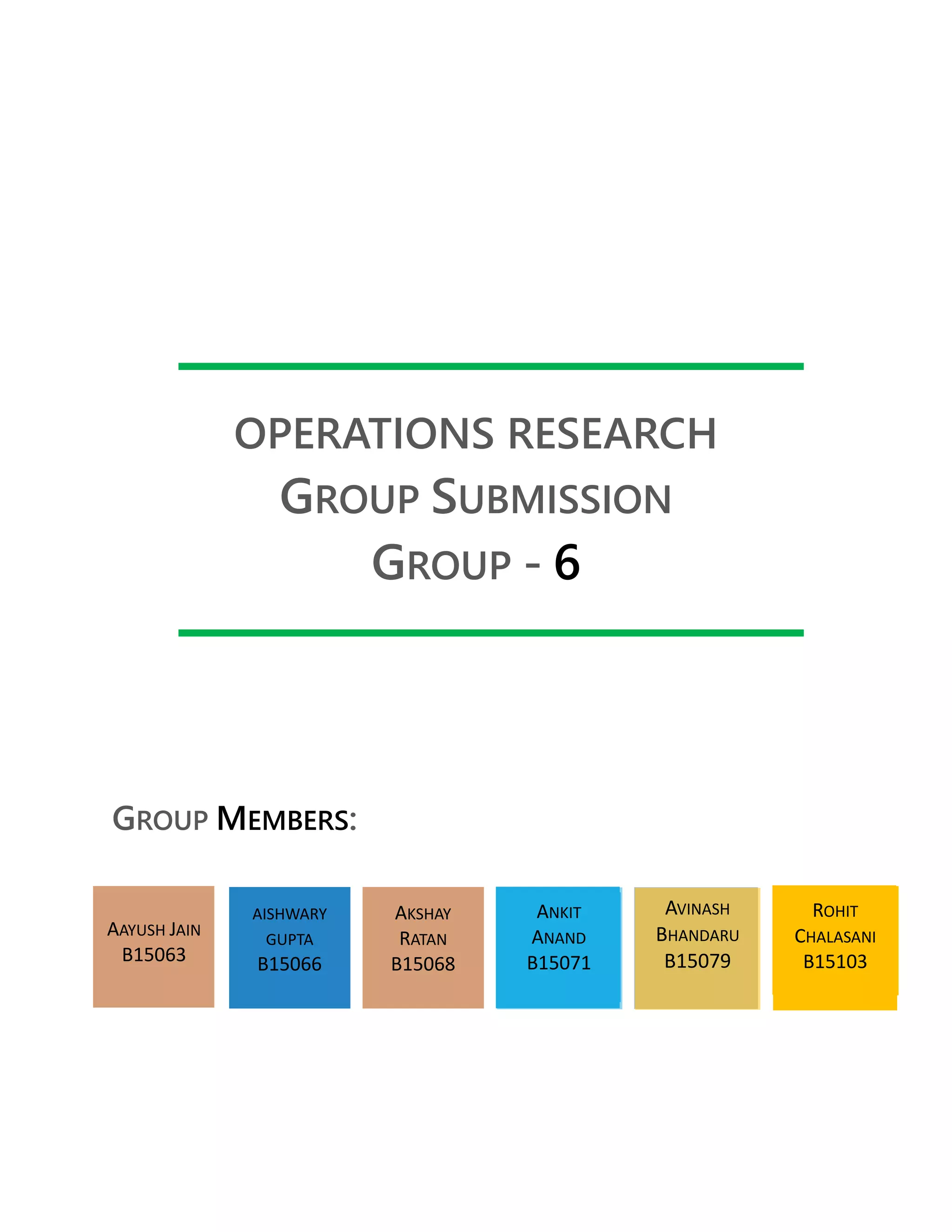 Operations Research Project | PDF