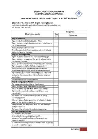 Ops english observation checklist | DOCX