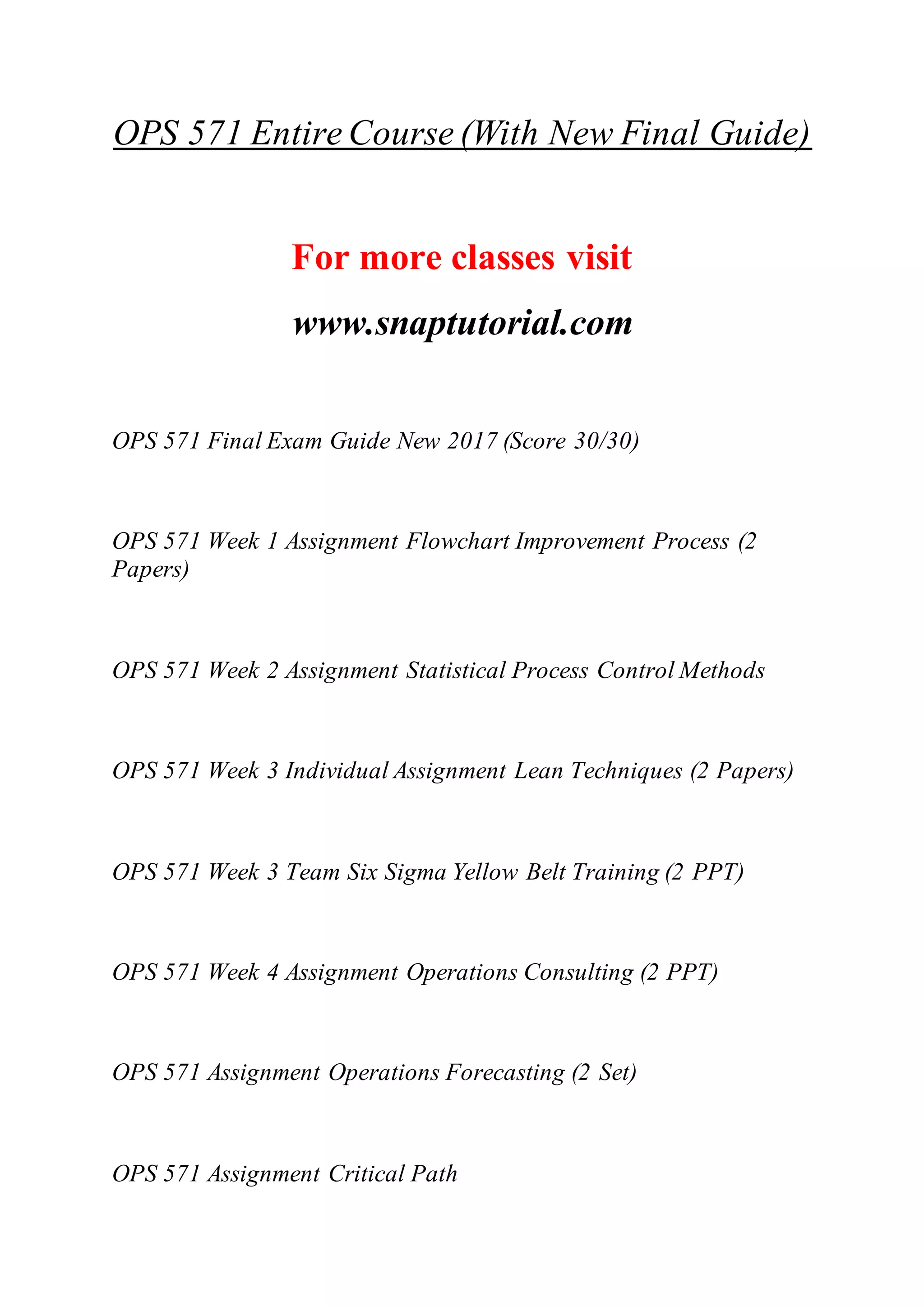 OPS 571 Exceptional Education - snaptutorial.com