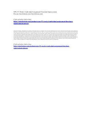 Ops 571 week 1 individual assignment flowchart improvement process