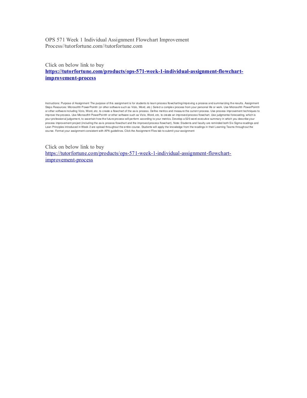 Ops 571 week 1 individual assignment flowchart improvement process