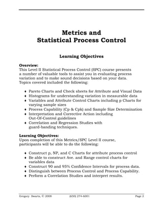 Ops A La Carte Statistical Process Control (SPC) Seminar | PDF