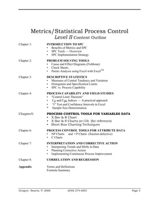 Ops A La Carte Statistical Process Control (SPC) Seminar | PDF