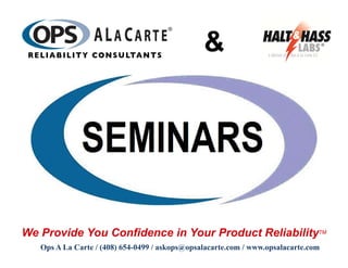 Ops A La Carte Statistical Process Control (SPC) Seminar | PPT