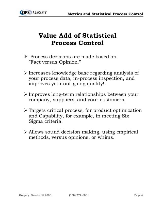Ops A La Carte Statistical Process Control (SPC) Seminar