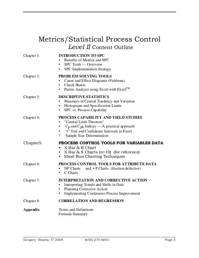 Ops A La Carte Statistical Process Control (SPC) Seminar