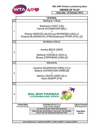 Order of Play Samstag | PDF