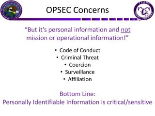 OPSEC awareness data aggregation | PPTX