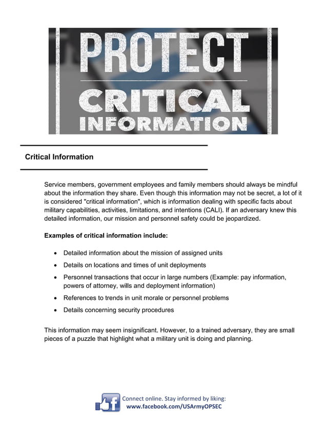 OPSEC Critical Information | PDF