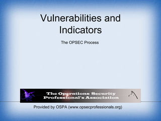 OPSEC Vulnerabilities And Indicators | PPT