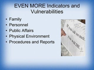 OPSEC Vulnerabilities And Indicators | PPT