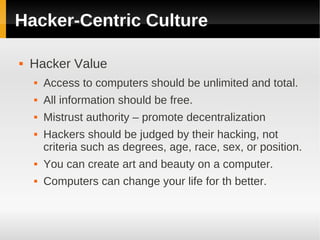 Hacker-Centric Culture | PDF | Programming Languages | Computing