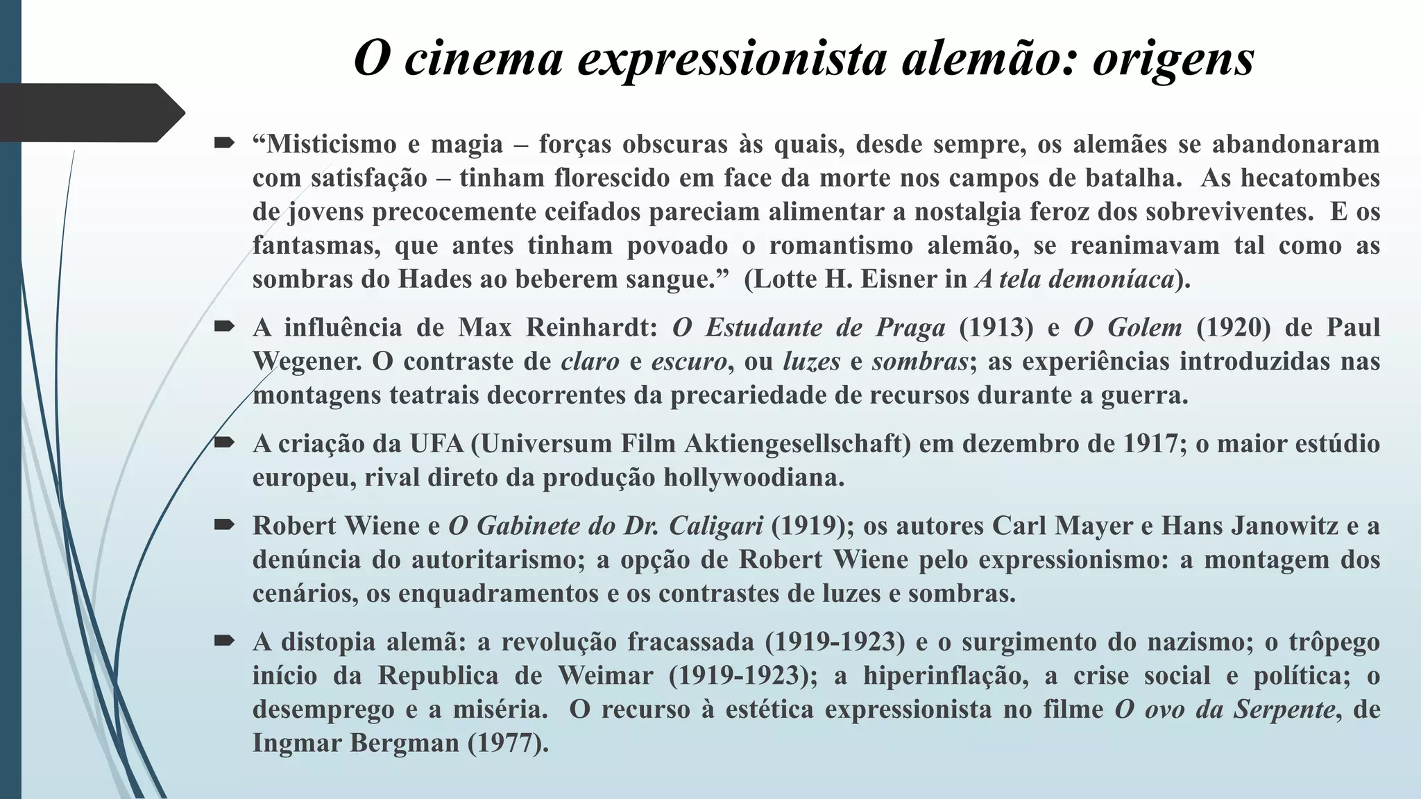 O pós guerra e o cinema expressionista alemão | PPTX