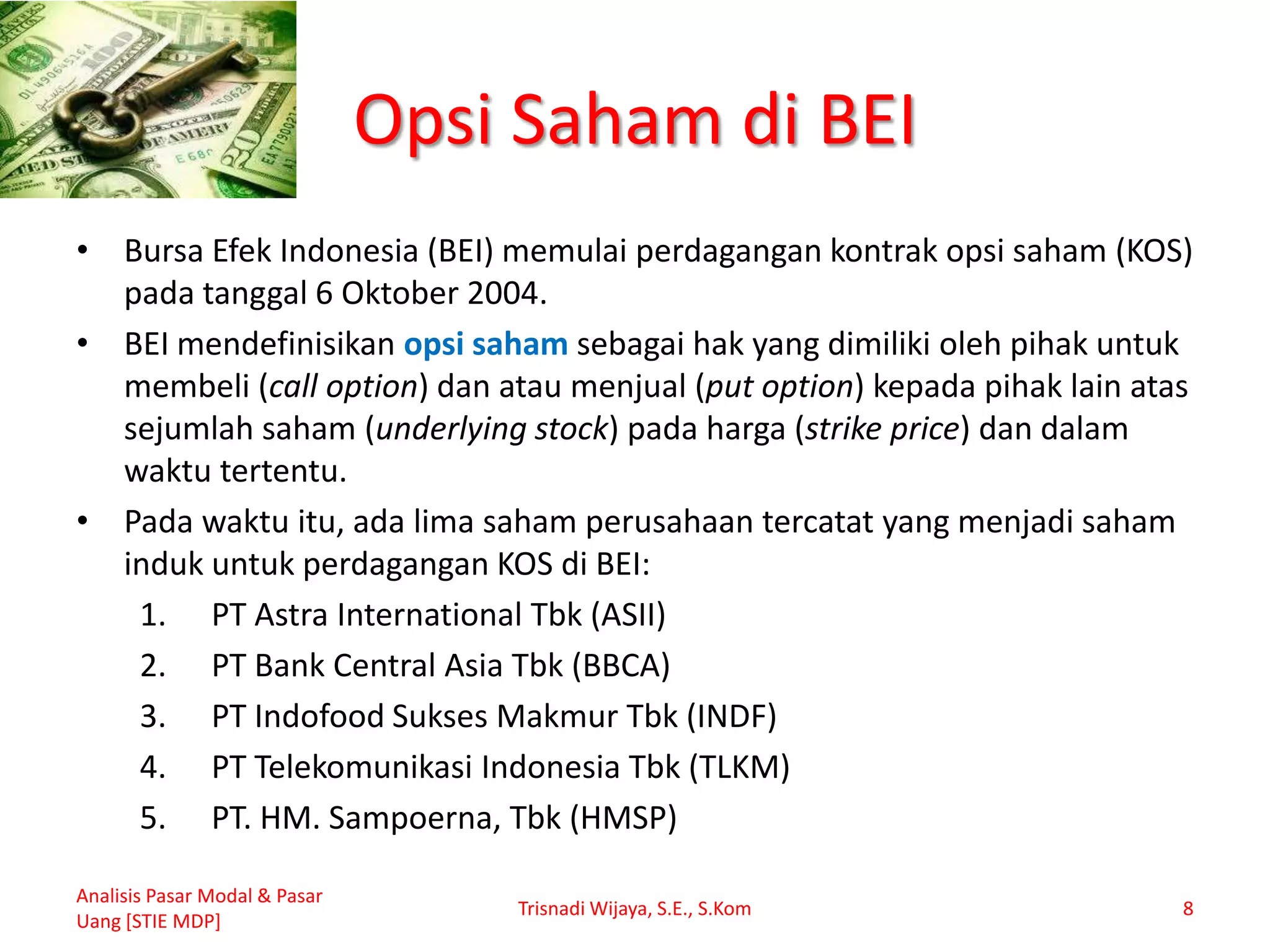 Kontrak Opsi Saham | PPTX