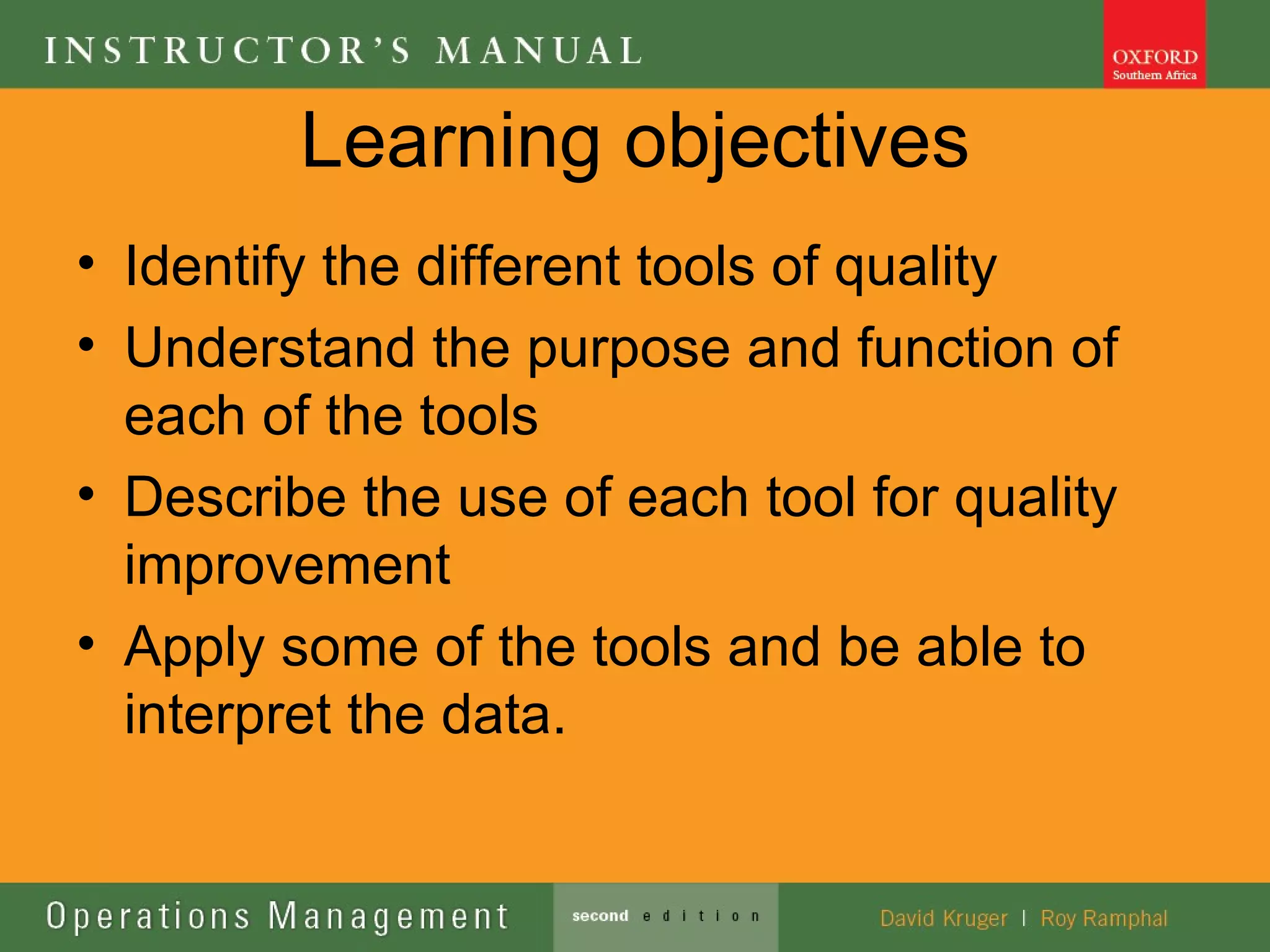 Ops management lecture 6 quality tools & techniques | PPT | Business ...