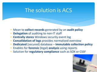SCOM 2007 & Audit Collection Services | PPT