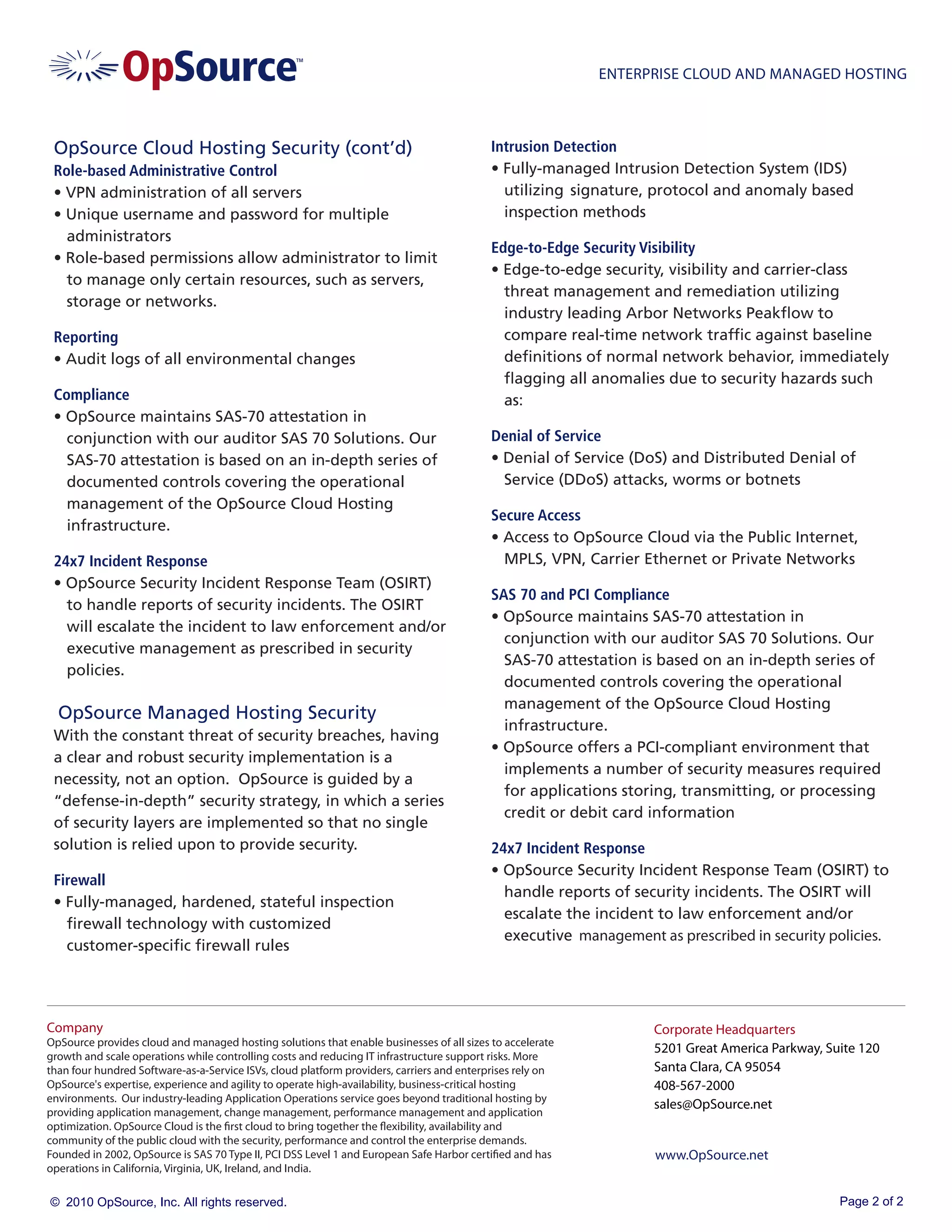 OpSource Enterprise-Class Security | PDF