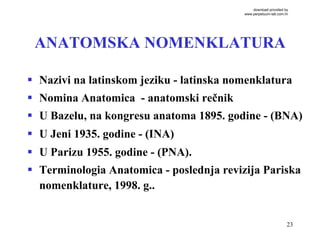 Opsta anatomija uvod | PDF