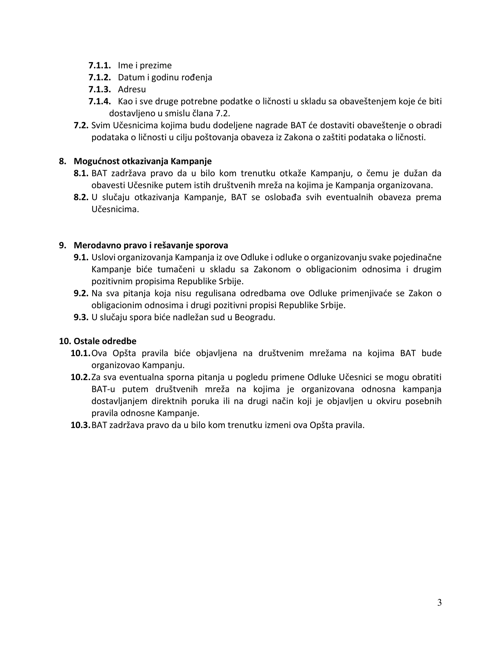 Opsti uslovi za giveaway | PDF