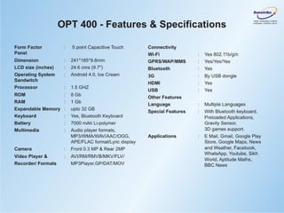 OptimaSmart OPT-400 Lap Tab | PDF