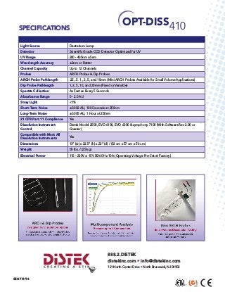 Distek Opt-Diss 410 in-situ fiber optic UV system | PDF