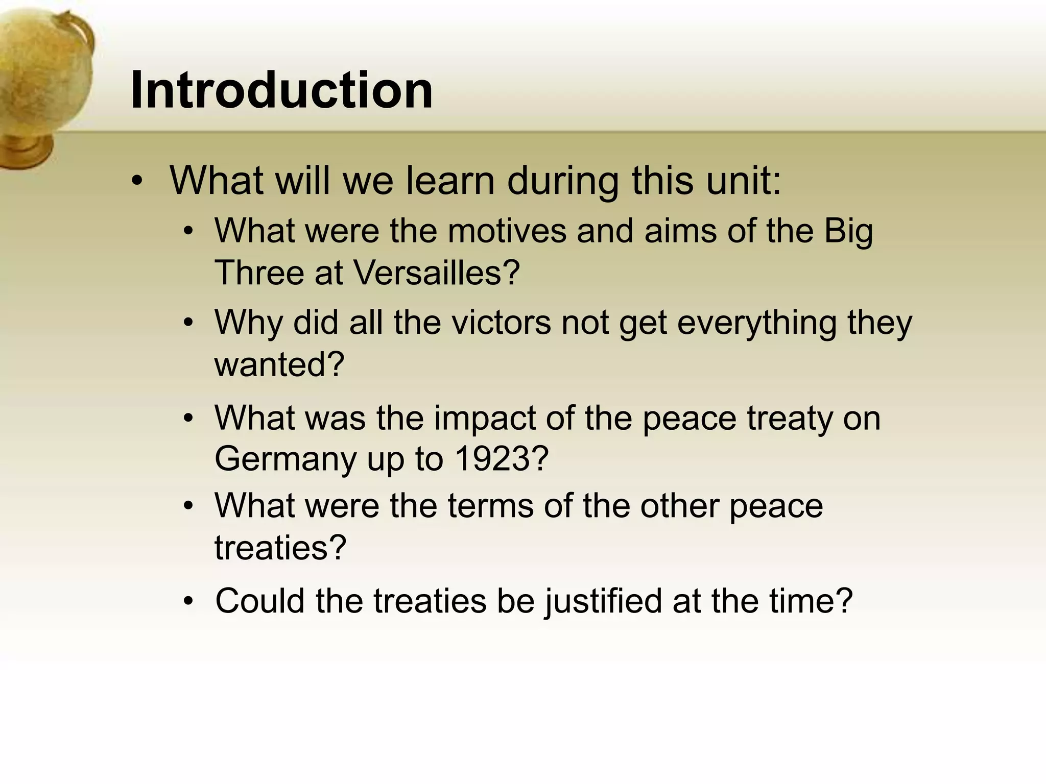 Were the peace treaties of 1919-1923 fair | PPTX
