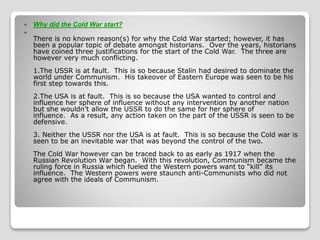 Who was to blame for the cold war | PPTX